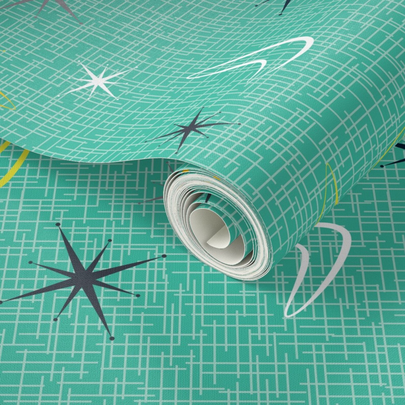 Blue Fabric Retro Diner by Alchemiedesign Retro Stars Blue - Etsy