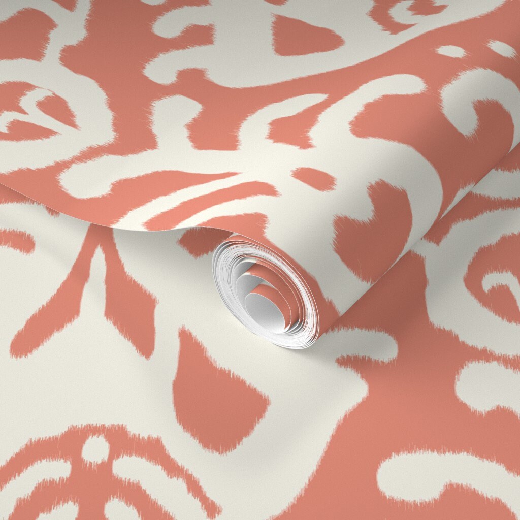 Ikat Wallpaper Coral Ikat by Domesticate Modern Home - Etsy