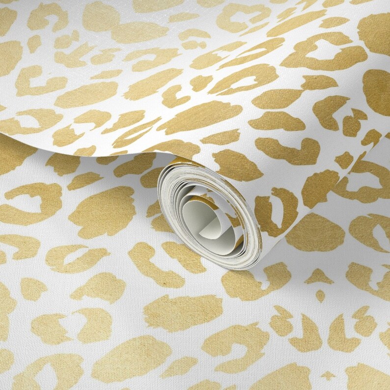 Leopard Wallpaper Gold Gilt Leopard Print by Mlags Yellow - Etsy