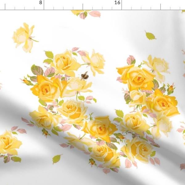 Yellow Rose Fabric - Etsy
