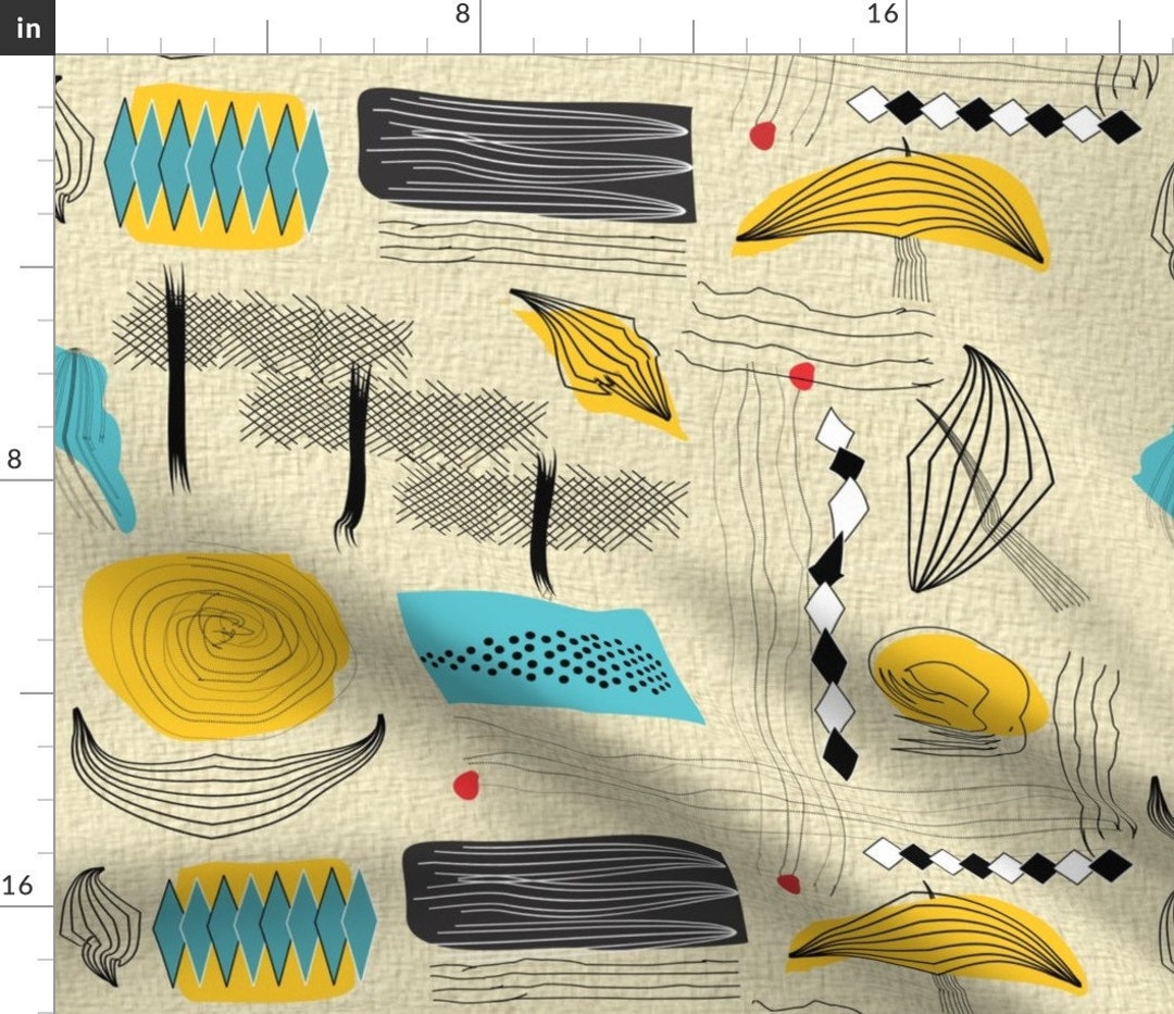 Modern Fabric Mid-century Abstract by Mid-century Midcentury Mod Art ...