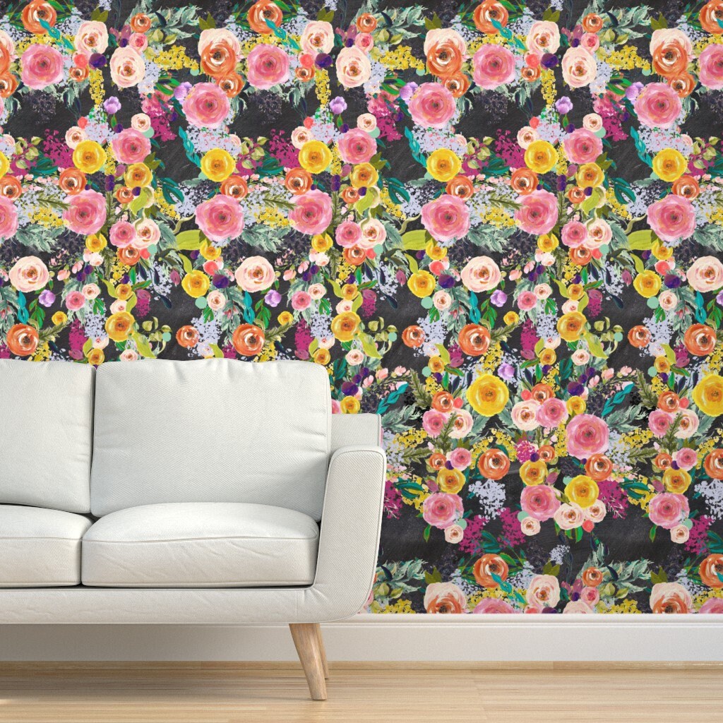 Colorful Floral Wallpaper Blooms Floral by Theartwerks | Etsy