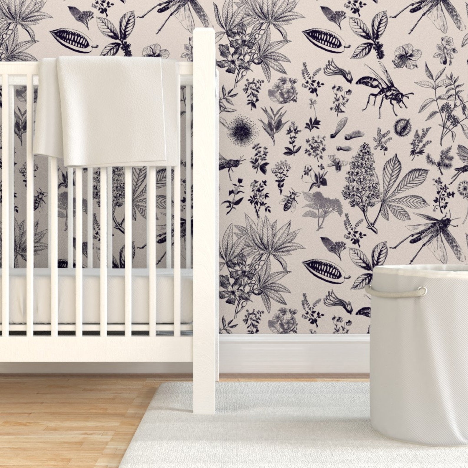 Botanical Insect Wallpaper Insect Garden Retro by - Etsy