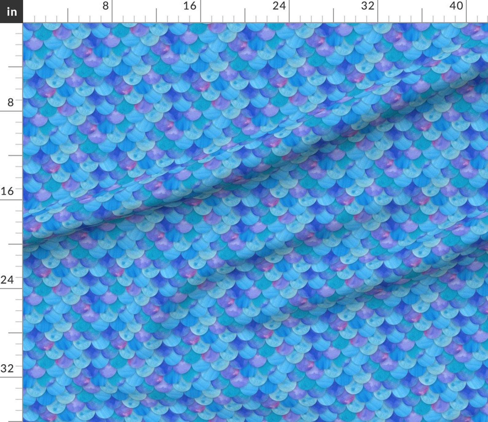 Blue Summer Mermaid Scales Fabric Blue Mermaid by | Etsy