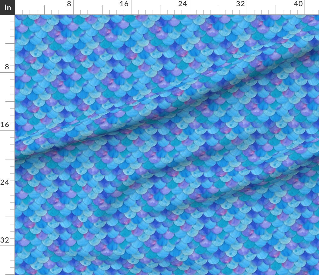 Blue Summer Mermaid Scales Fabric Blue Mermaid by | Etsy