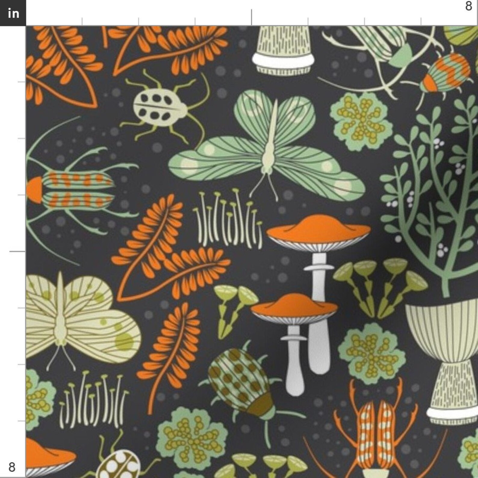 Woodland Fabric Beetles Moths Lichen and Moss by Cjldesigns - Etsy