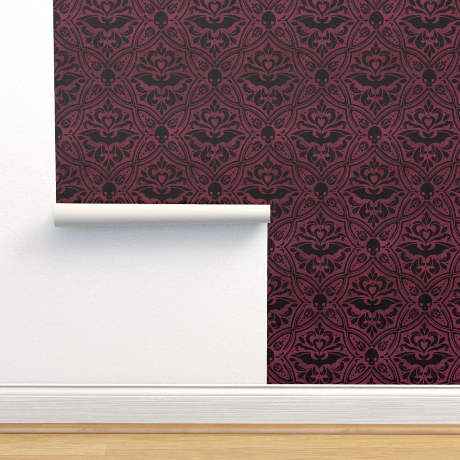 Gothic Victorian Wallpaper Mephistophelean Damask by - Etsy