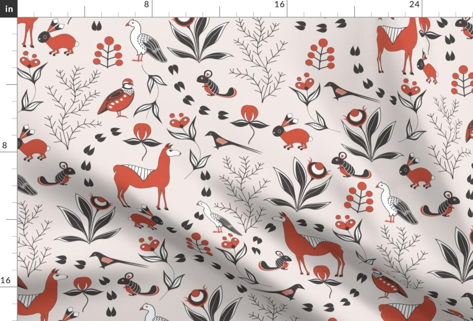 Llamas Fabric - Andes Mountain Animals by Dearchickie - Llamas Folk ...