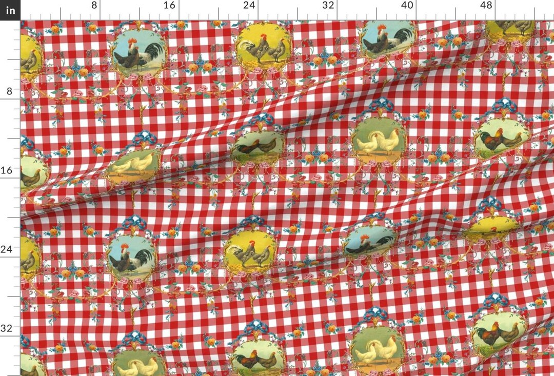 Gingham Extra Wide Sateen Fabric Farmhouse French Country Rococo Plaid ...