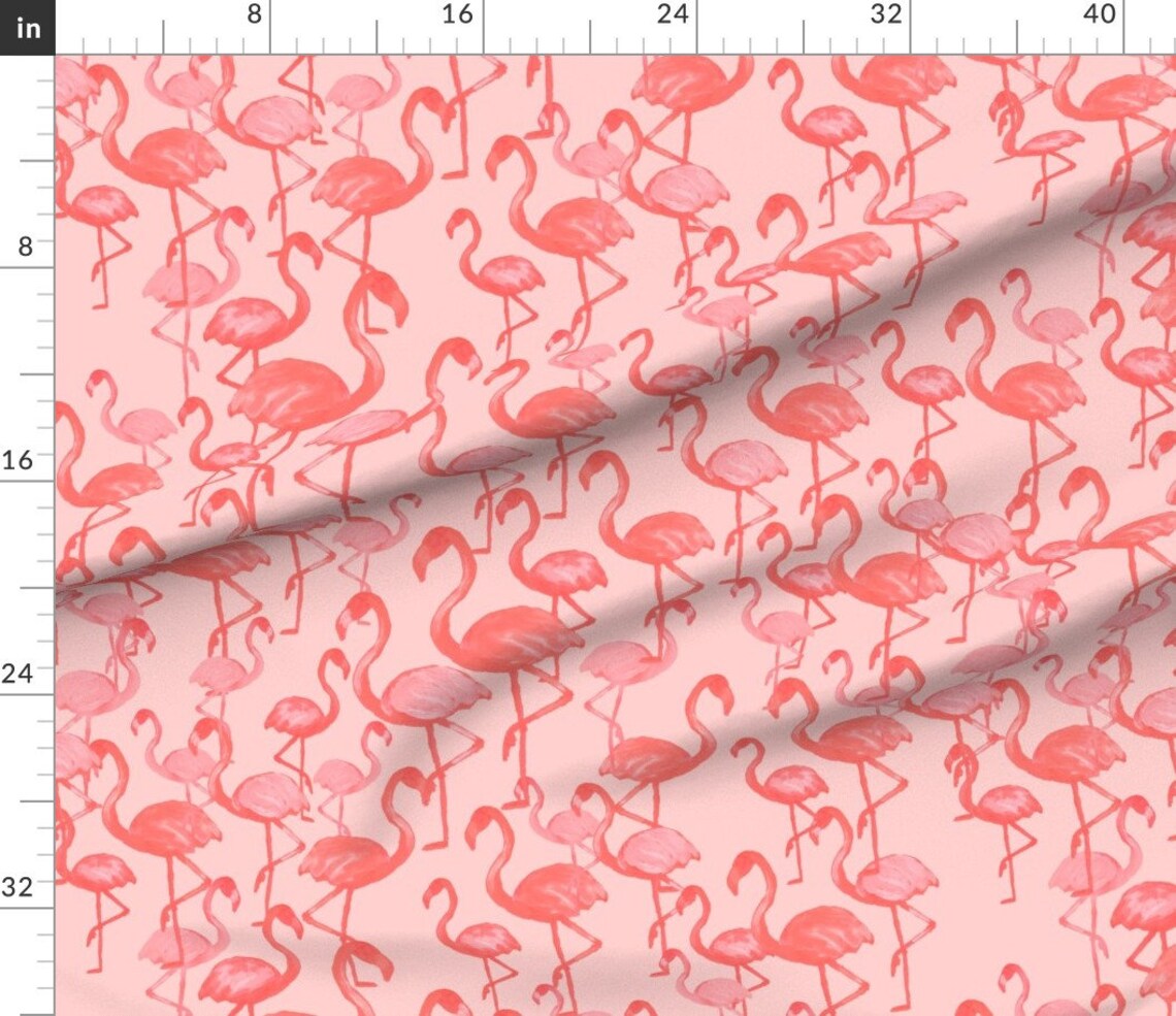 Pink Painted Flamingo Fabric Light Flamingo by - Etsy
