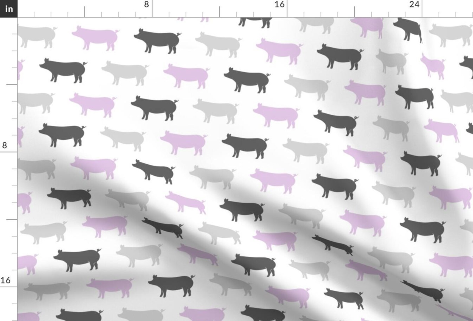 Purple Pig Fabric - Multi Pigs - Purple and Gray by Littlearrowdesign ...