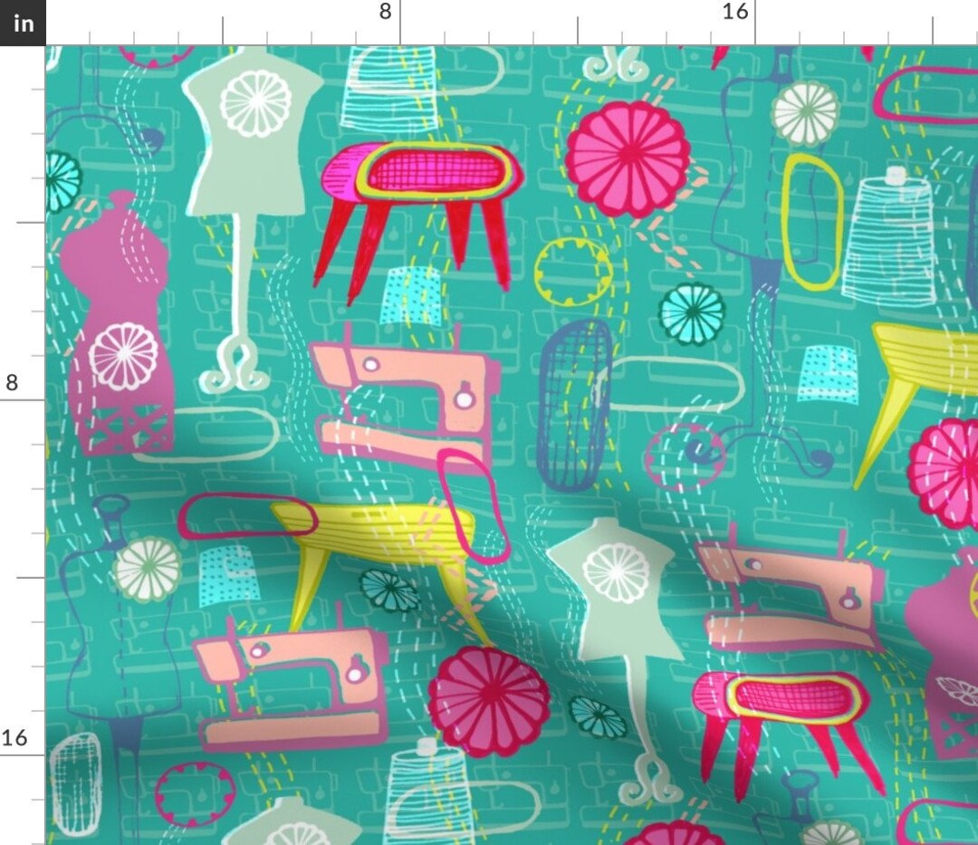 Mod Mannequin Fabric Atomic Sewing by Slumbermonkey Mid Century Retro ...