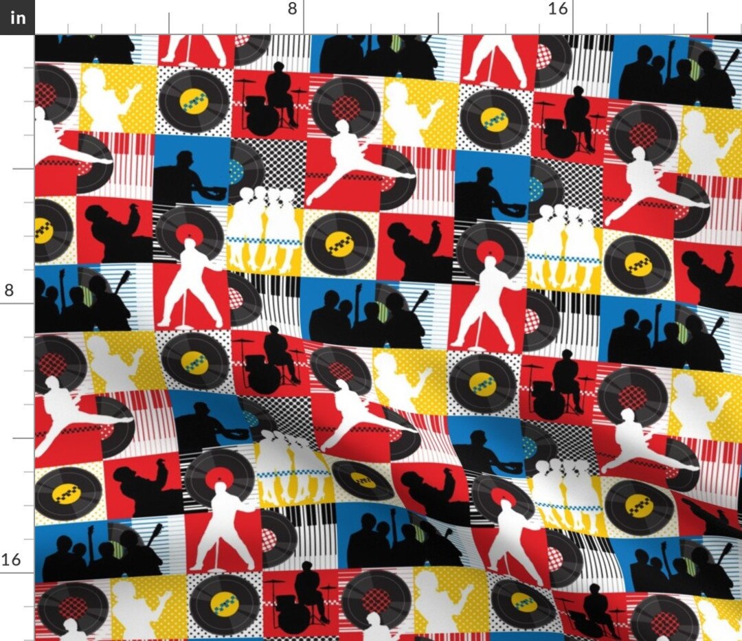 Rock-and-roll Fabric Rock-and-roll by Studio_k Piano Vinyl Record Print ...