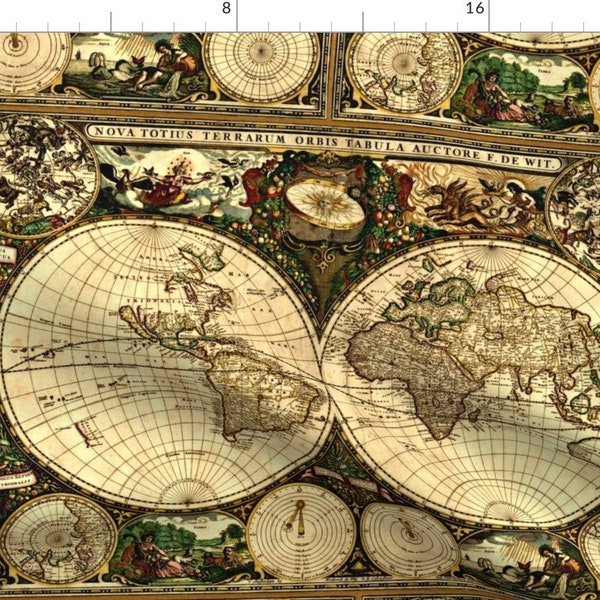 World Map Fabric - Etsy