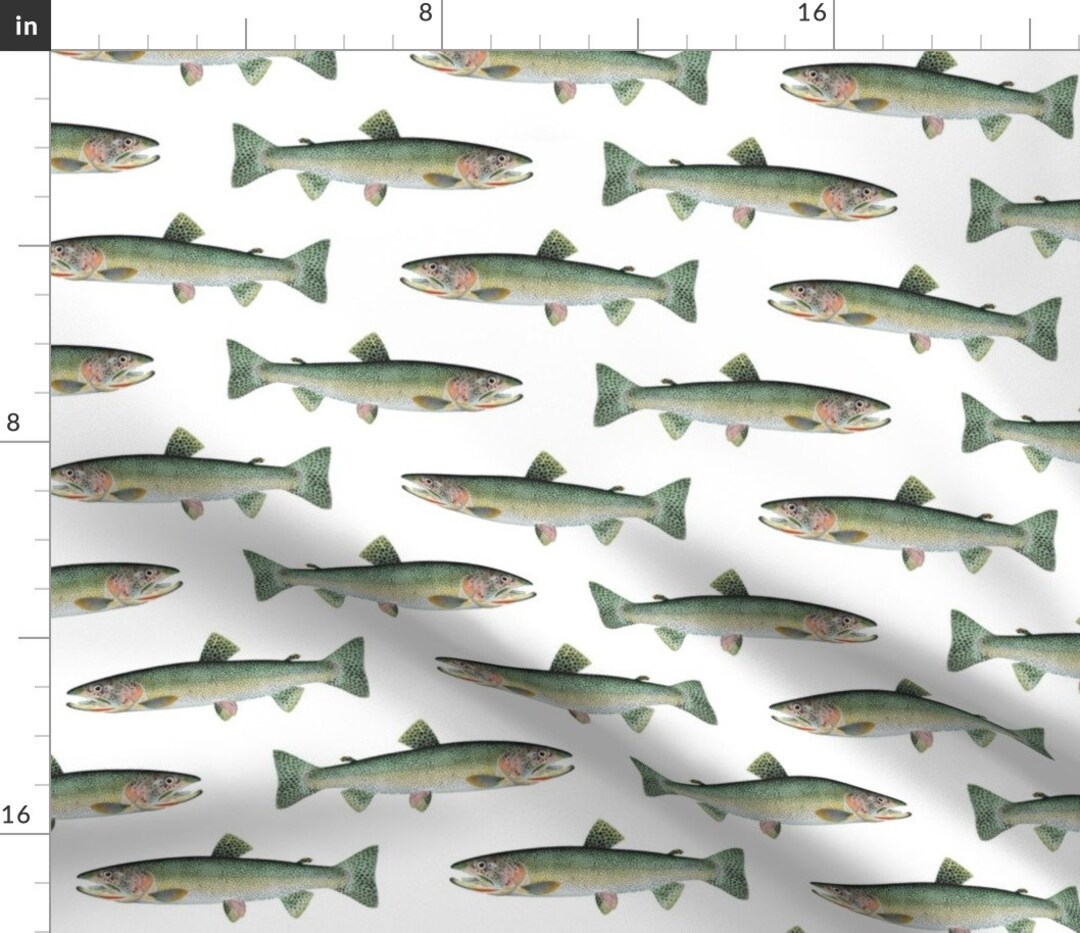 Cutthroat Trout Fabric Cutthroat Trout on White by - Etsy