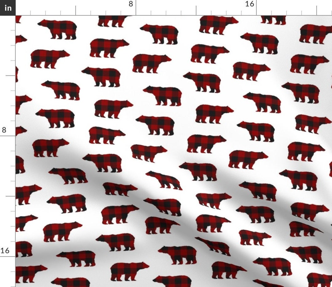 Plaid Bears Fabric Buffalo Plaid Bears // Medium by - Etsy