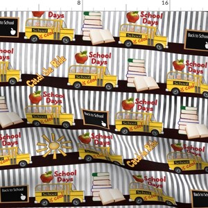 School Bus Fabric School is Cool Stripes by Spicetree Back | Etsy