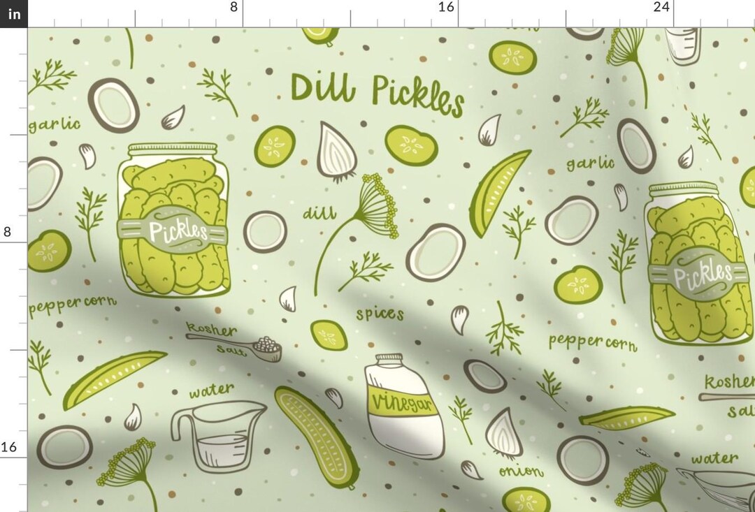 Canned Pickles Fabric - Pickles by Jaymehennel - Green Pickles Kitchen ...