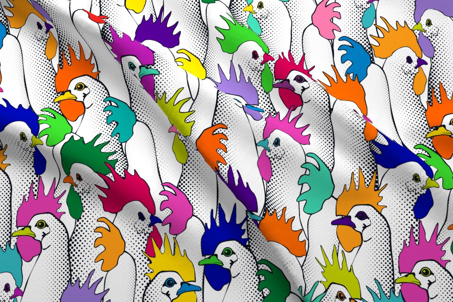 Rainbow Rooster Fabric Chicken Pops By Juliesfabrics | Etsy