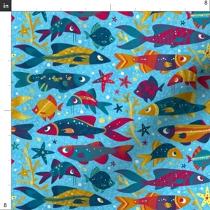 Aquatic Animals Fabric One Fish Two Fish Lots of Fish by - Etsy