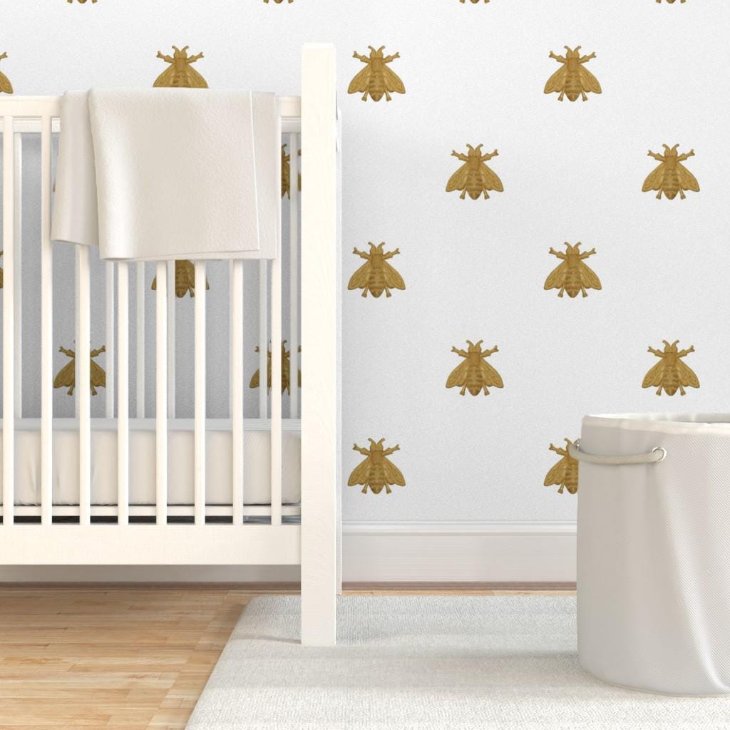 Gold Bee Removable Peel and Stick Wallpaper - Insect Antique - Wall Art ...