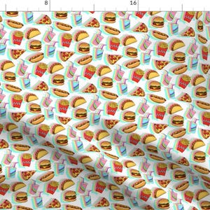 Fast Food Fabric Painted Rainbow Fast Food on White Small Version by ...