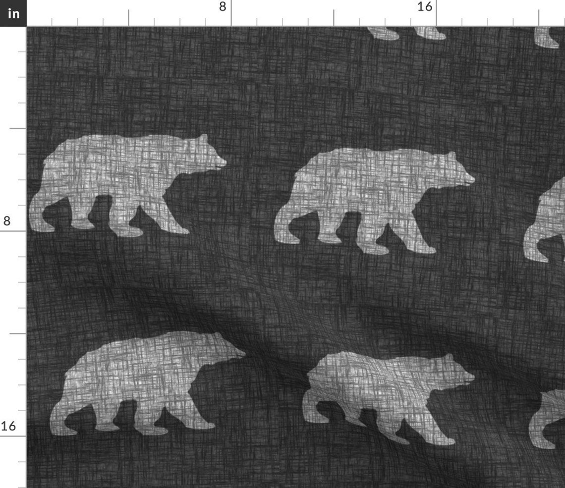 Gray Roaming Bear Fabric Bears By Thecalvarium Rustic | Etsy