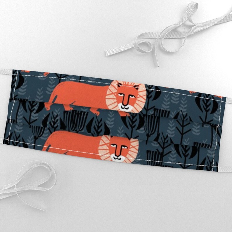 Lion Fabric Safari Lion Block Print Lion Kids Design by | Etsy