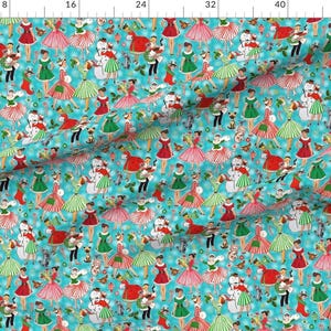 Pinup Vintage Dresses Illustration Fabric - Pinup Christmas Traditions ...