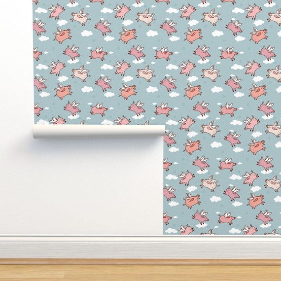 Flying Pigs Wallpaper When Pigs Fly New by Cynthiafrenette - Etsy