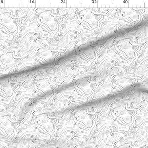 Topographic Map White View Fabric - Topographic Map Seamless Pattern by ...
