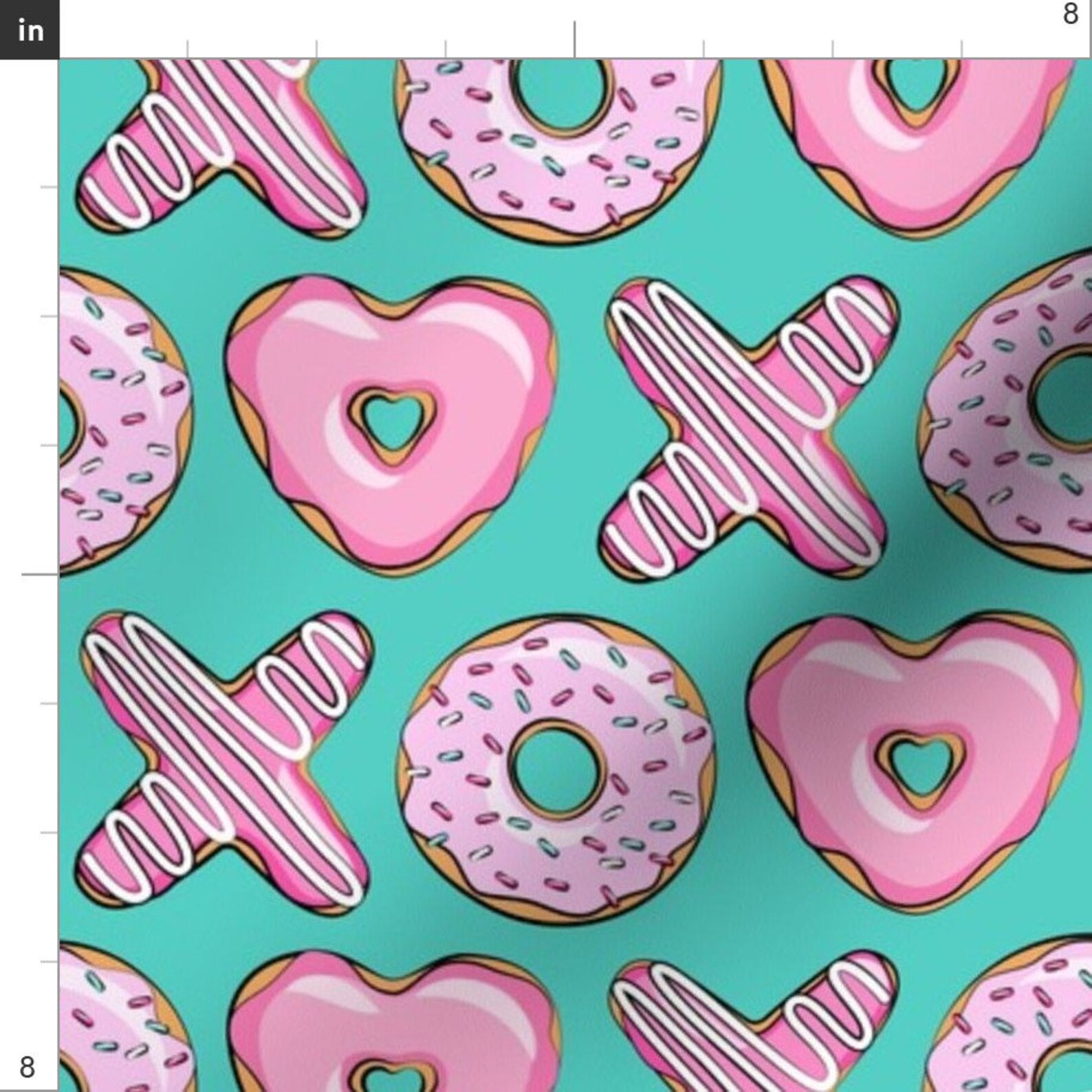 Donuts Fabric X O Heart Shaped Donuts XO Heart Donuts Dark | Etsy