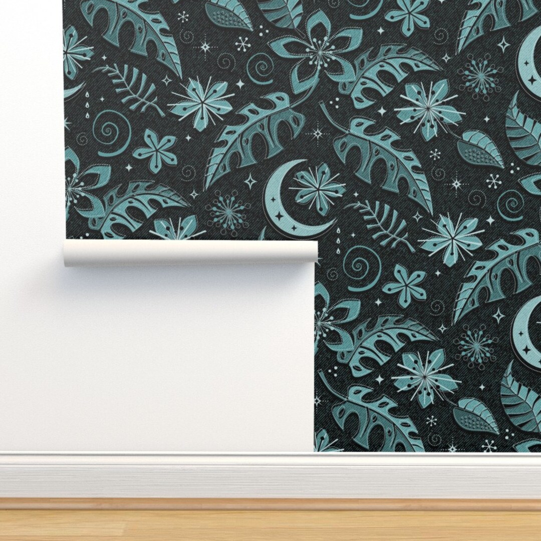 Night Wallpaper Tropical Moonlight Magic by Studioxtine - Etsy