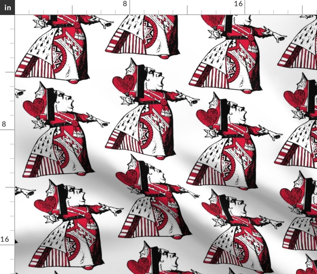 Queen Fabric the Queen of Hearts With Red by Pond Ripple - Etsy