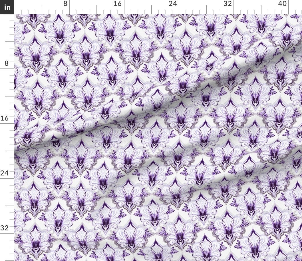 Purple Lotus Flower Fabric Lotus Abstract Purple by | Etsy