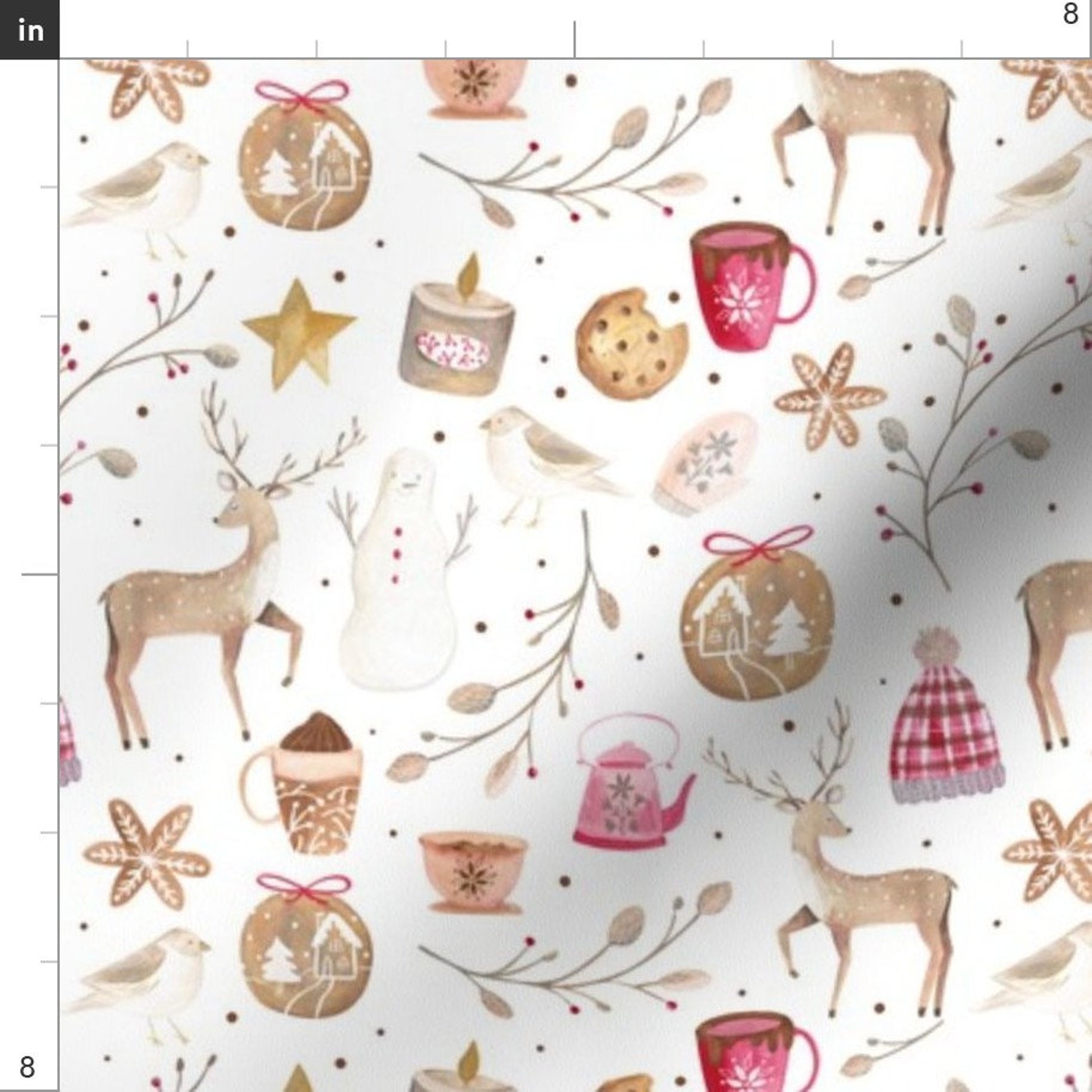 Winter Holidays Fabric Cozy Snow Day White Holidays | Etsy