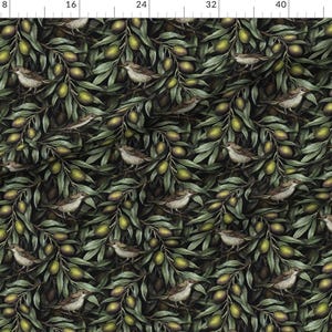 Olive Fabric - Olive Branches Warblers by Somecallmebeth - Olive Moody ...