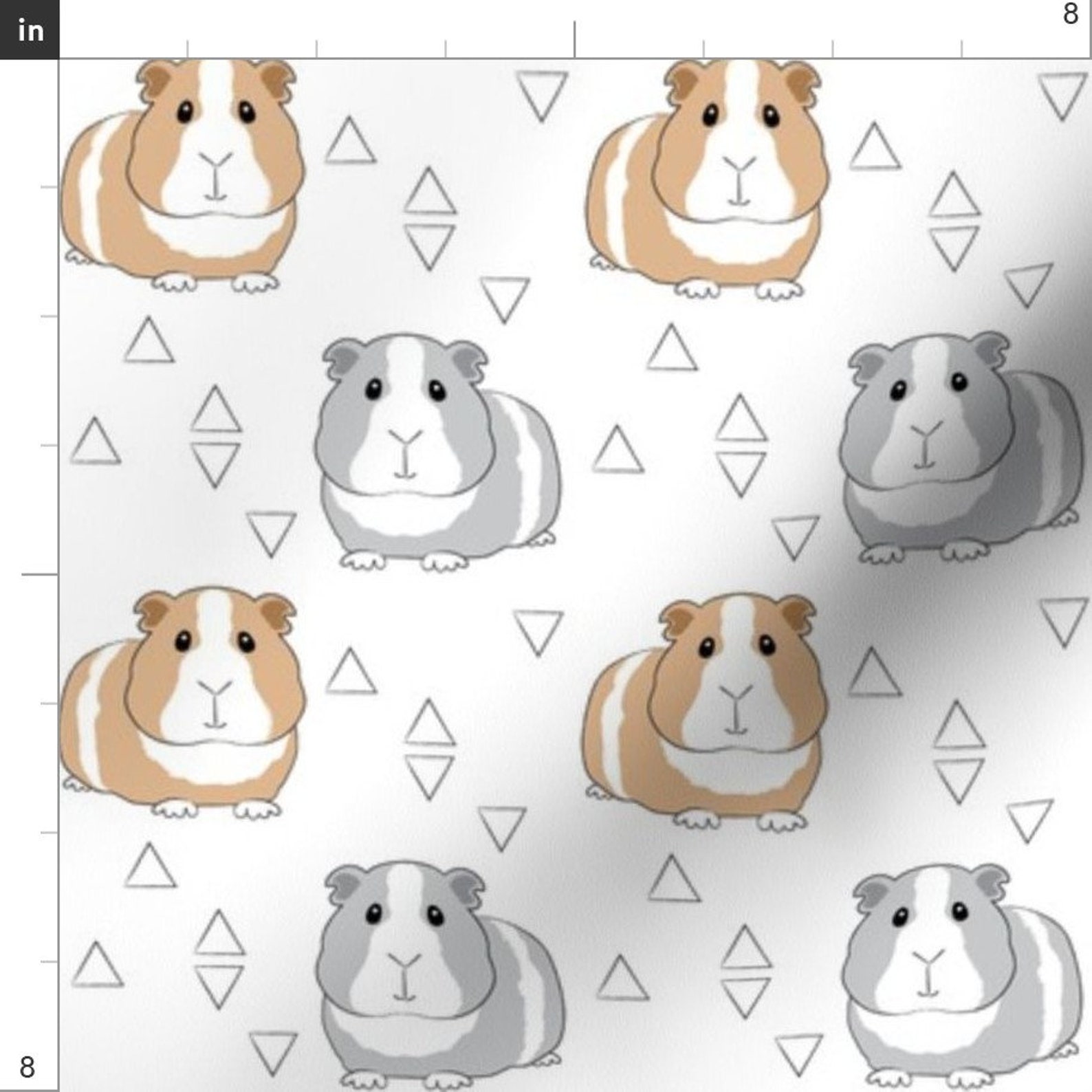 Guinea Pigs Fabric Guinea-pigs-with-triangles on White by | Etsy