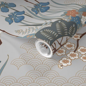 Japanese Wallpaper Japanese Garden Gray 24in by Juditgueth - Etsy