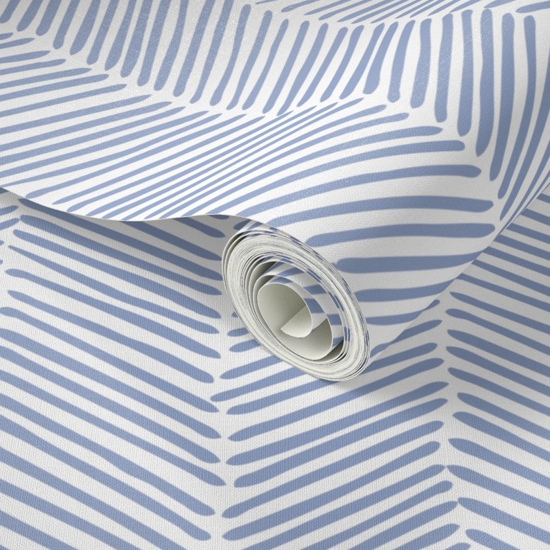 Blue Chevron Wallpaper Freeform Arrows Large in Blue by - Etsy