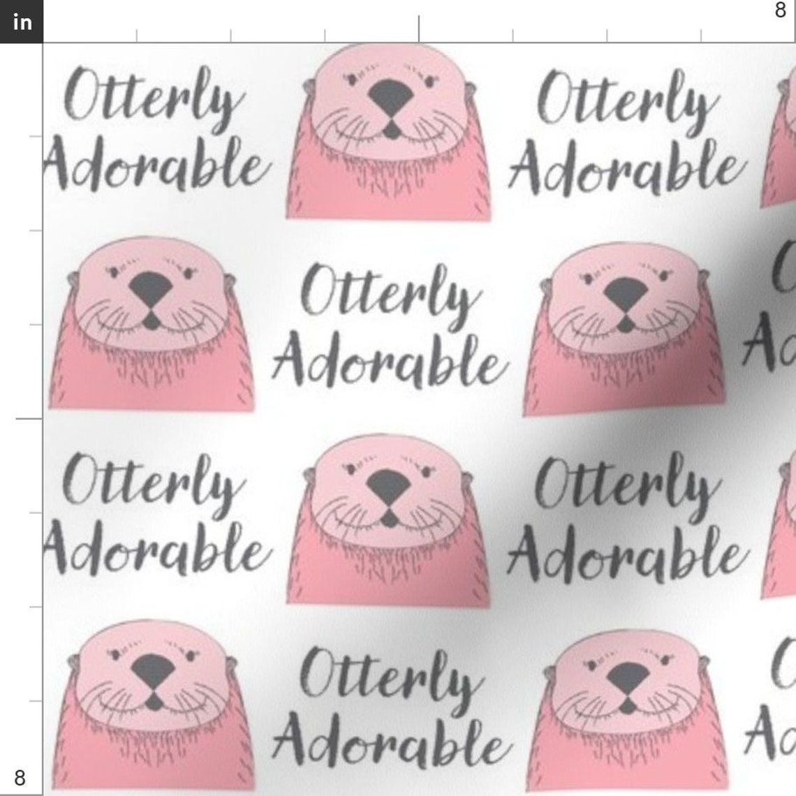 Pink Otter Fabric Otterly Adorable in Pink and Charcoal by - Etsy