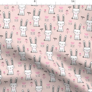 Pets Fabric Dreamy Bunny Rabbit in Pink by Caja Design Pets Cotton ...