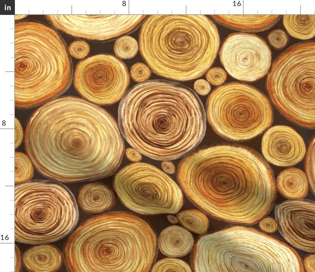 Woodland Log Fabric Logs by Svetlana Prikhnenko Watercolor - Etsy