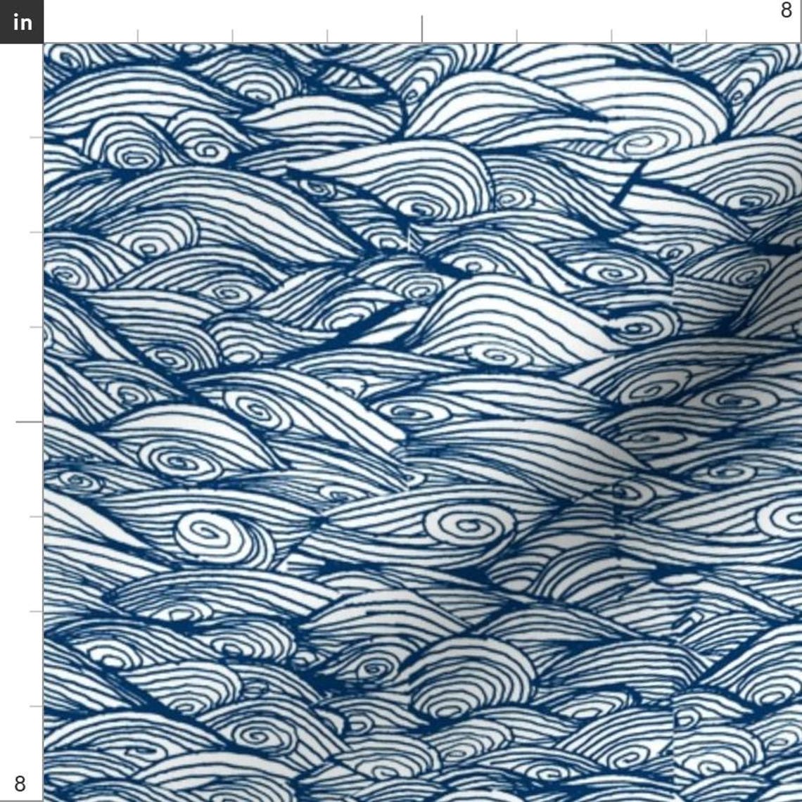 Doodle Waves Fabric - Waves // Nautical Ocean Fabric by Andrea Lauren ...