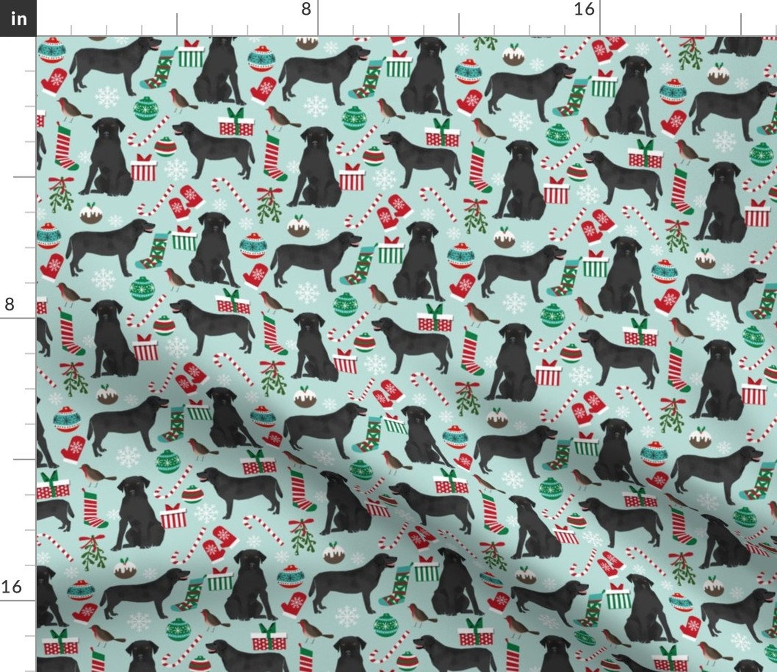 Black Lab Fabric Black Lab Winter Retriever Fabric by - Etsy