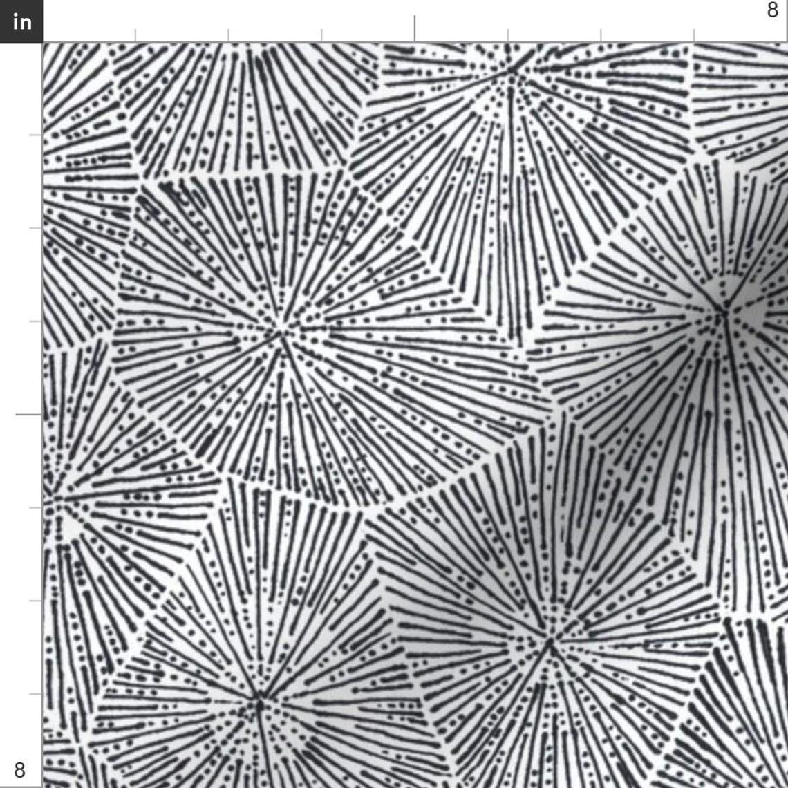 Black and White Burst Fabric - Extra-large Petoskey Stone in Black and ...