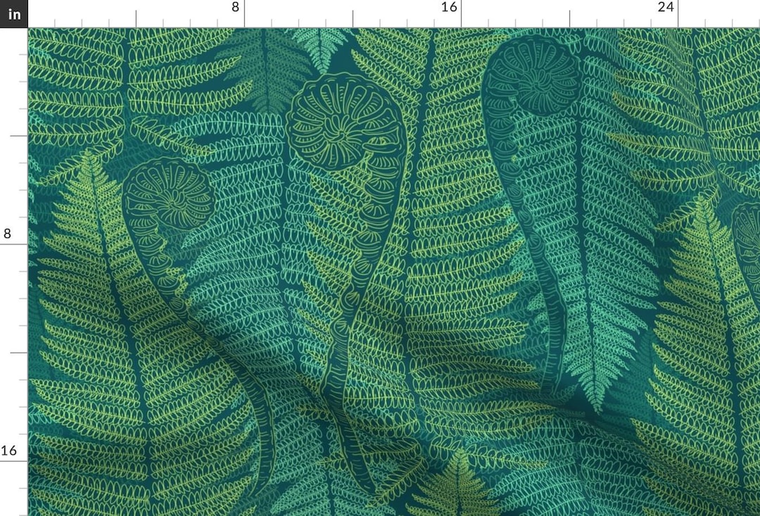Tropical Floral Fabric - Hapu'u Fern Teal by Hnldesigns - Hawaiian ...