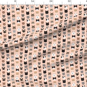 Cats Fabric Cat Faces on Blush Siamese Cat Lady Fabric by - Etsy