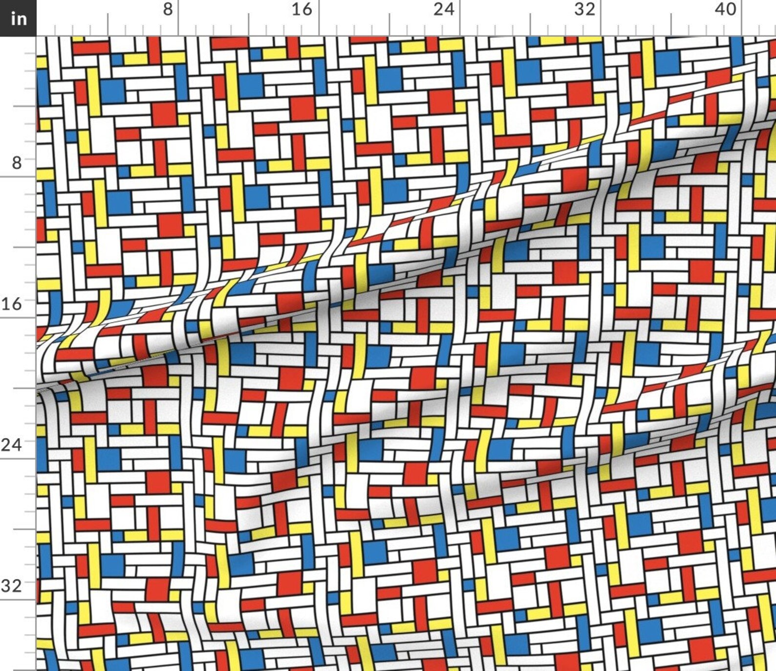 Mid-century Fabric Mod Multi Colored Mondrian Blocks by - Etsy