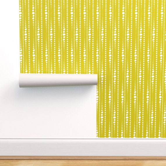 Stripe Wallpaper Abstract Geometric Yellow Green by | Etsy